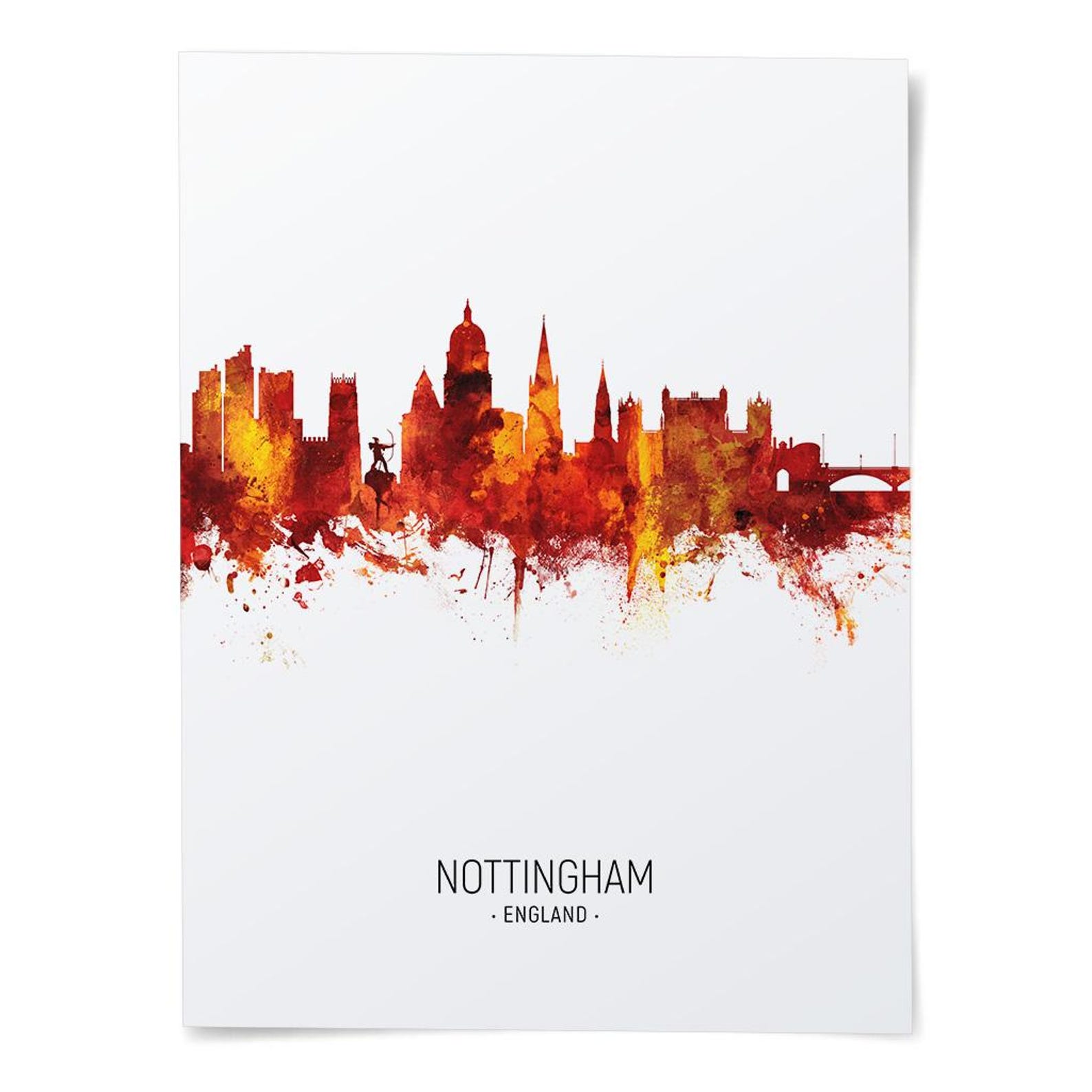 Nottingham Skyline, England Cityscape Art Print Poster Portrait - PX ...