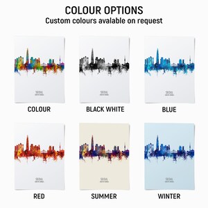 Seoul Skyline, South Korea Cityscape Art Print Poster Portrait - PX ...