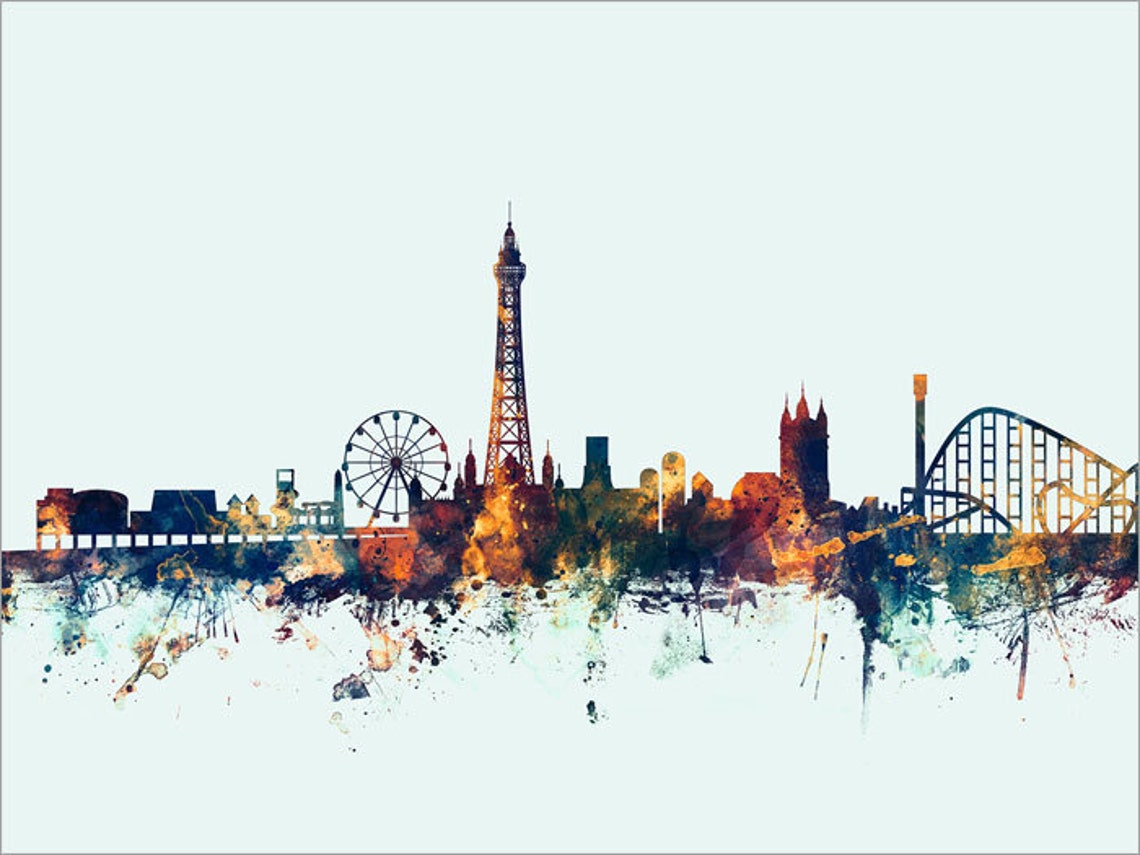 Blackpool Skyline Blackpool England Cityscape Art Print - Etsy UK