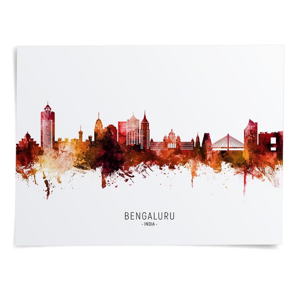 Bengaluru Skyline India, Cityscape Painting Art Print Poster CX (16588 ...