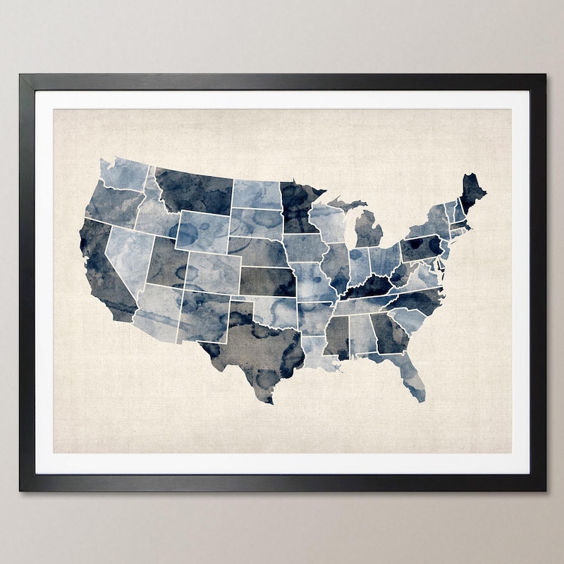Watercolor Map of Us - Etsy