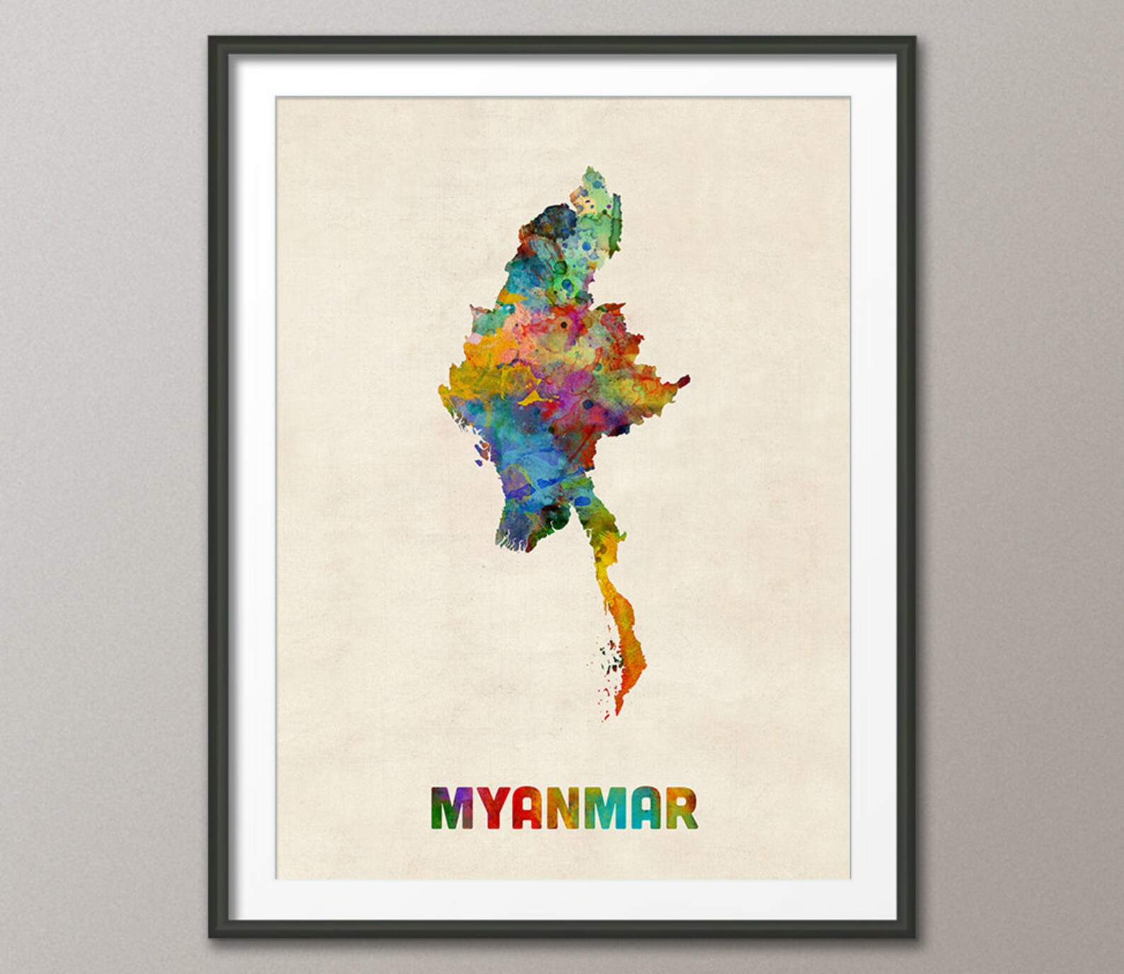 Myanmar Watercolor Map Art Print 2130 - Etsy