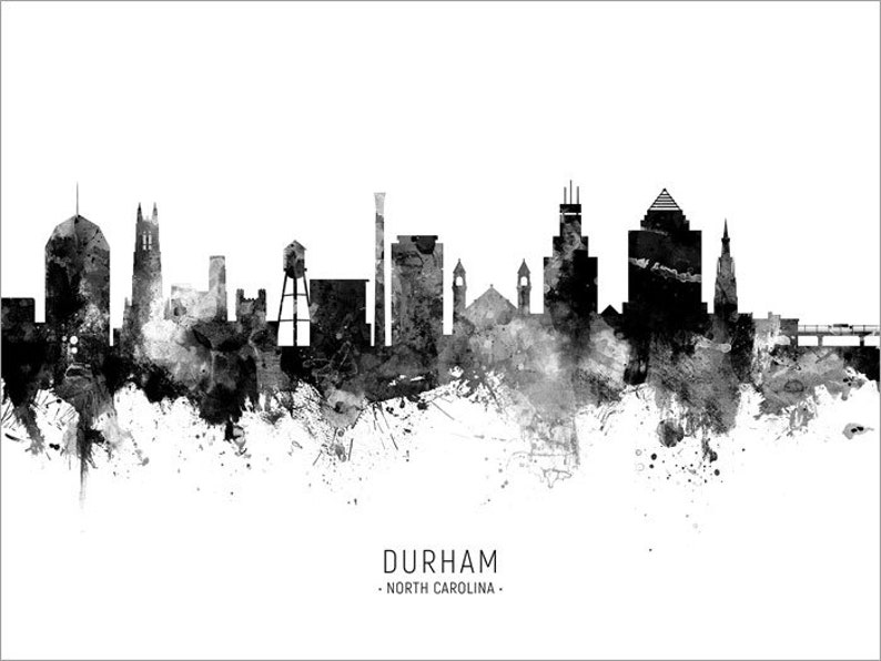 Durham Skyline Durham North Carolina Cityscape Art Print - Etsy UK
