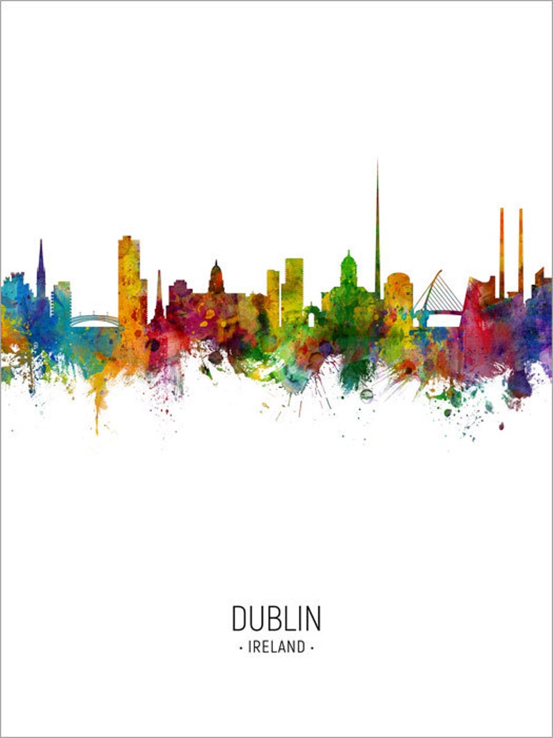Dublin Skyline Dublin Ireland Cityscape Art Print Poster - Etsy