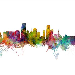 Miami Skyline Florida, Cityscape Painting Art Print Poster CX 6743 - Etsy