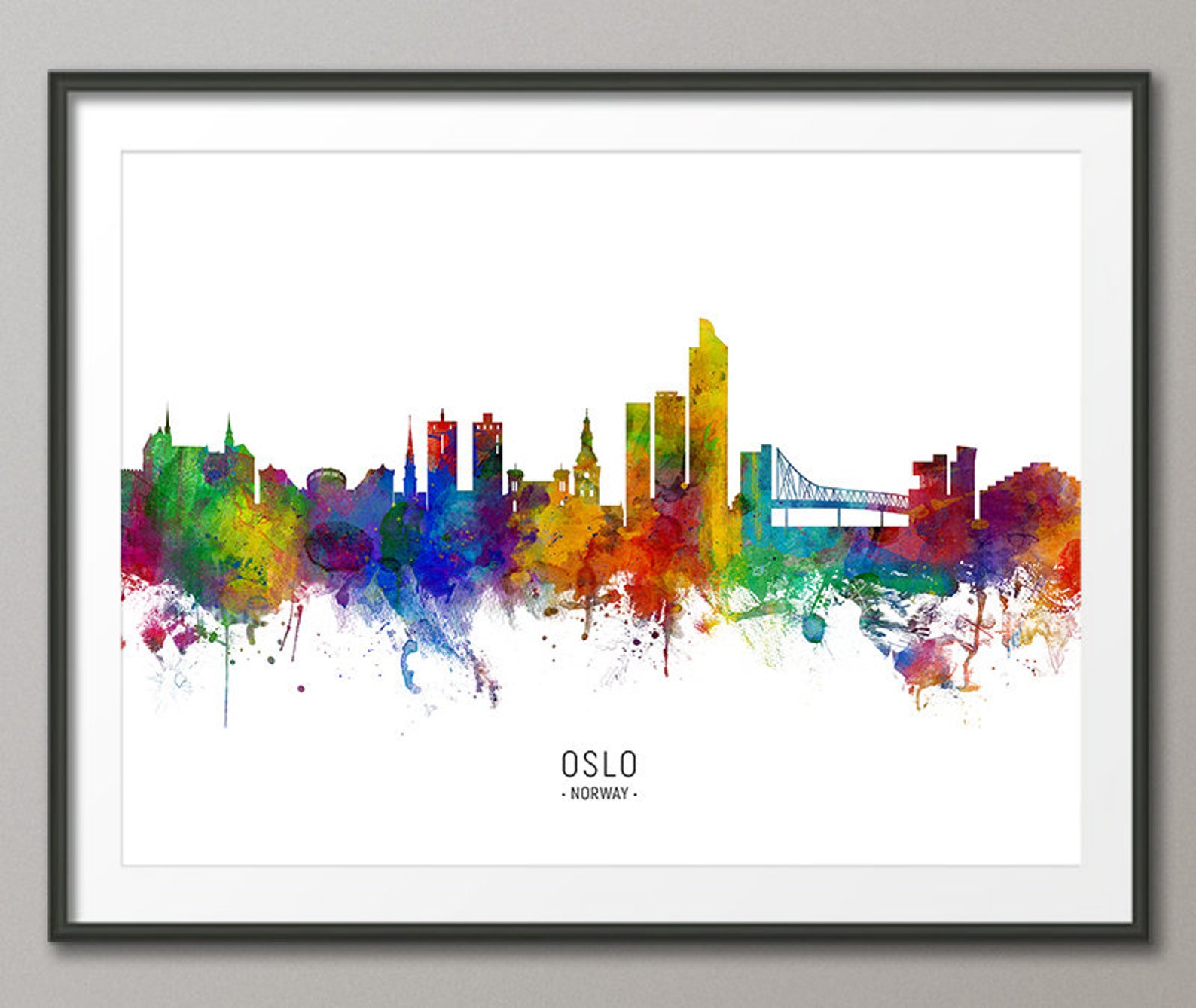 Oslo Skyline Norway Cityscape Painting Art Print Poster CX - Etsy