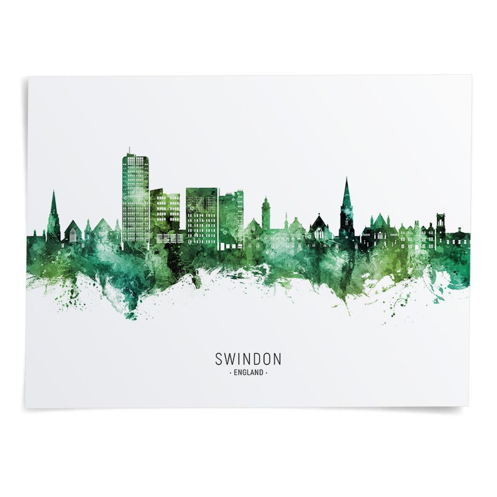 Swindon Skyline England, Cityscape Painting Art Print Poster CX (24105 ...