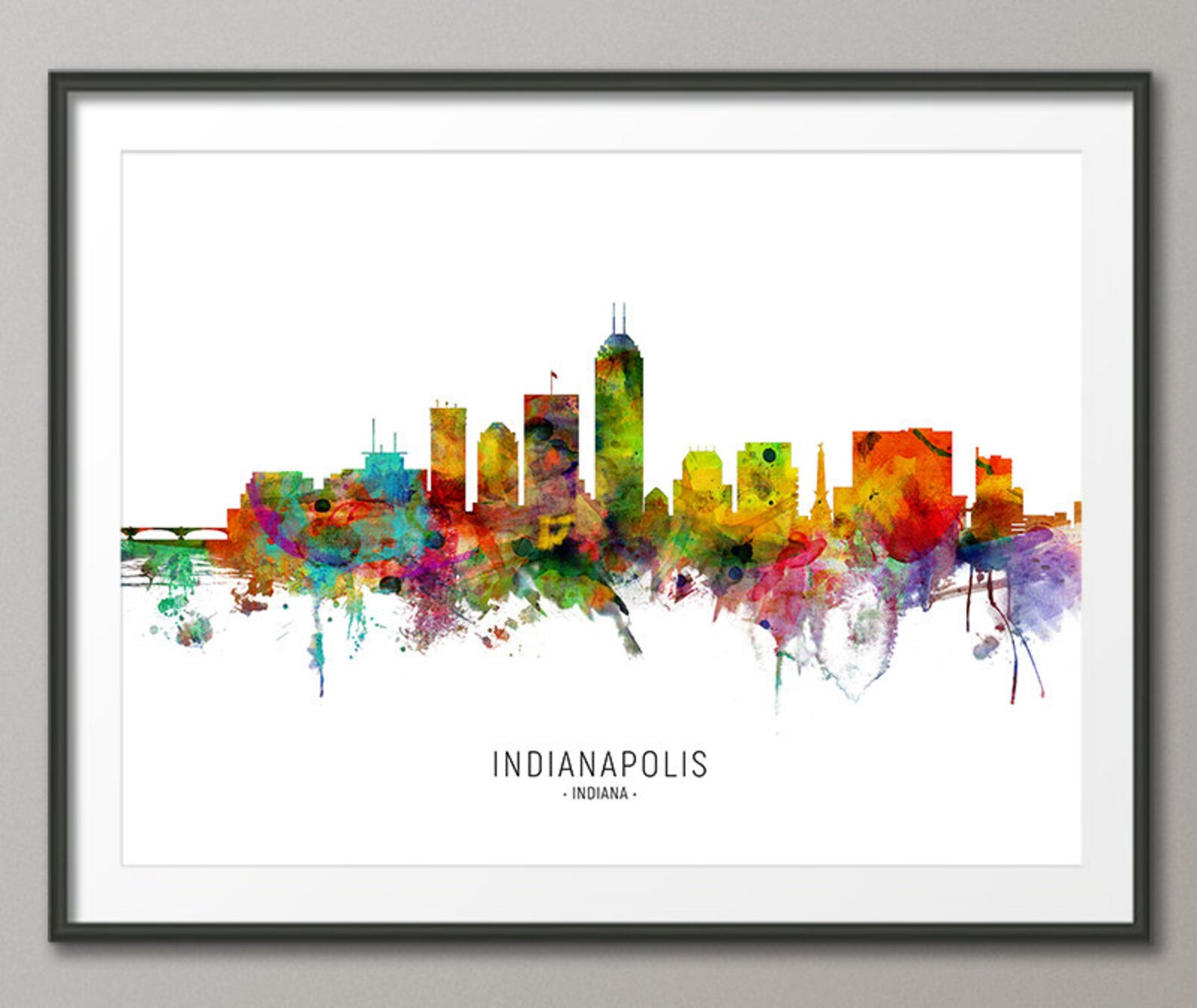 Indianapolis Skyline Indiana Cityscape Painting Art Print | Etsy