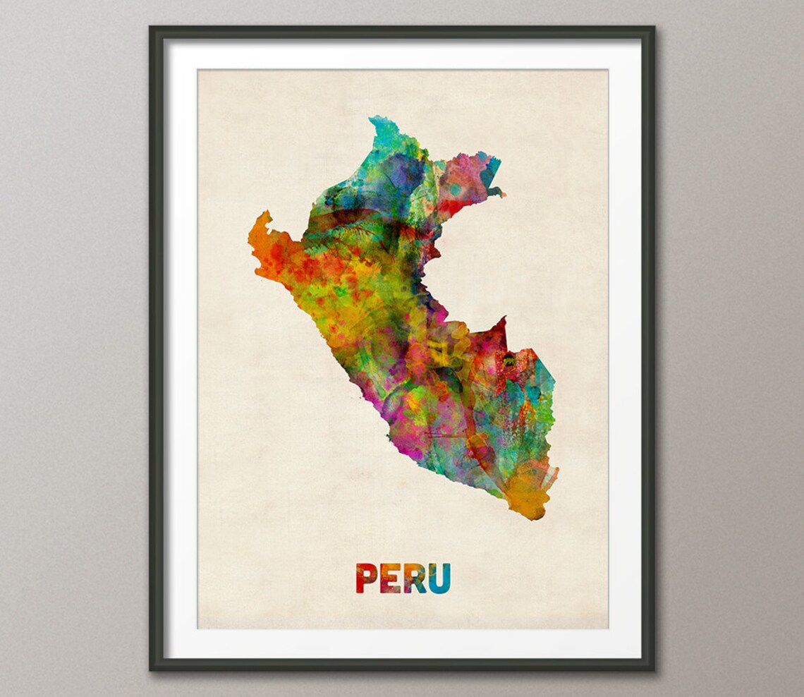 Peru Watercolor Map Art Print 1023 - Etsy