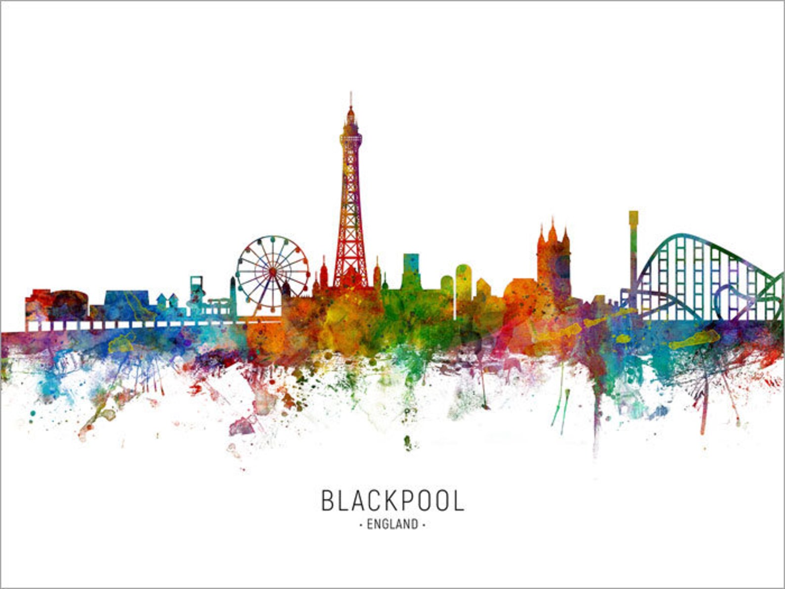 Blackpool Skyline England Cityscape Painting Art Print Poster - Etsy UK