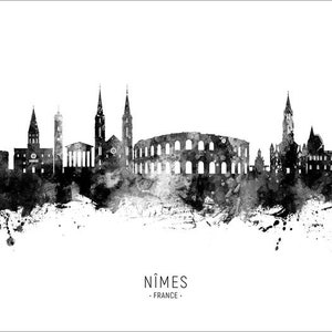 Nimes Skyline Nimes France Cityscape Art Print Poster 26211 - Etsy