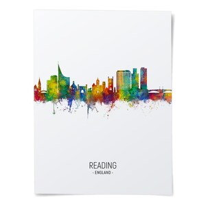 Reading Skyline, Reading England Cityscape Art Print Poster Portrait PX ...