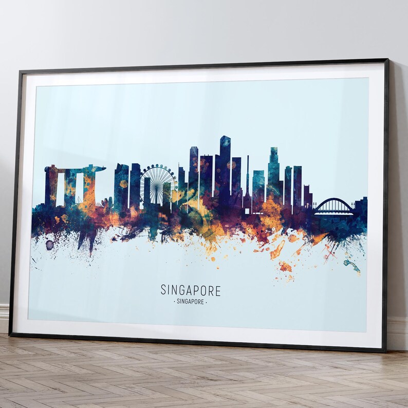 Singapore Skyline Singapore, Cityscape Painting Art Print Poster HX ...