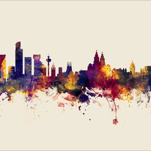 Liverpool Skyline England Cityscape Painting Art Print Poster - Etsy