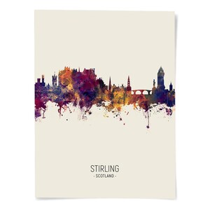 Stirling Skyline, Stirling Scotland Cityscape Art Print Poster Portrait ...