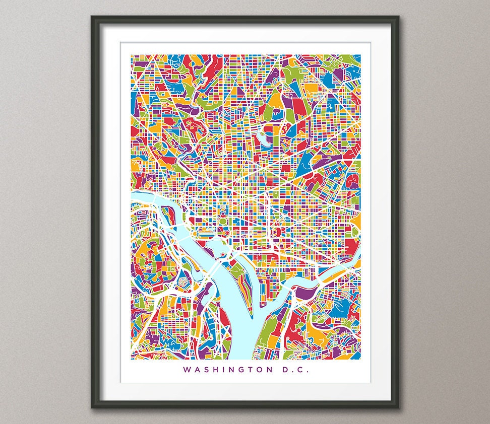 Washington DC Map City Street Map Art Print 1570 | Etsy