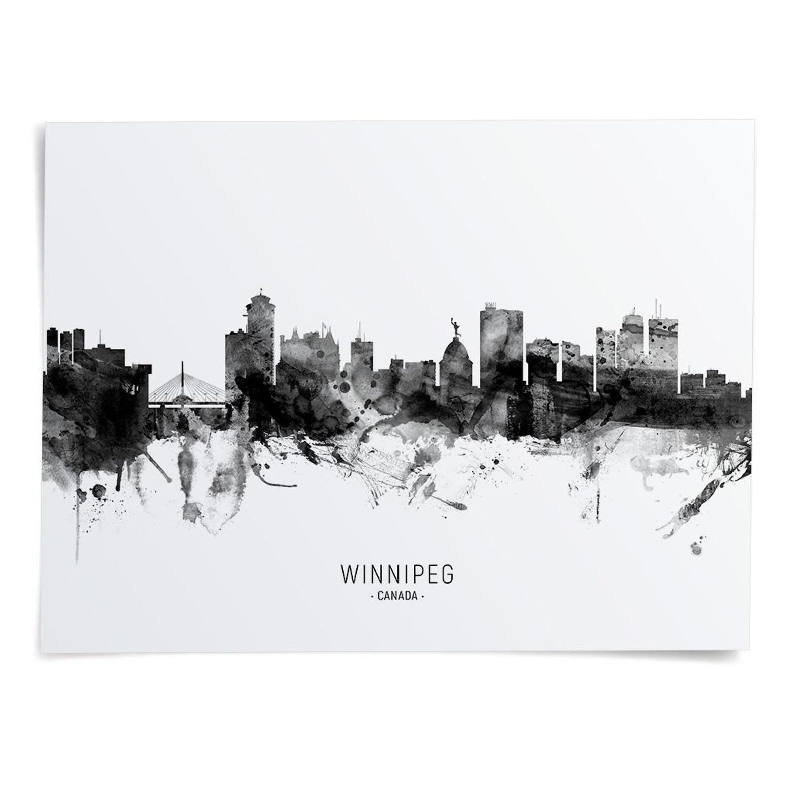 Winnipeg Skyline Canada, Cityscape Painting Art Print Poster CX (6659 ...