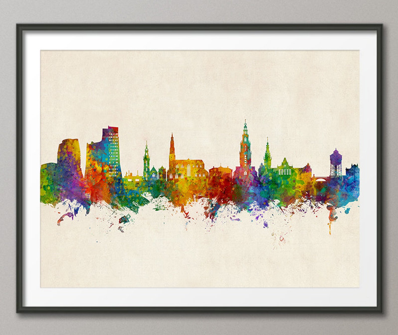 Groningen Skyline, Groningen Netherlands Cityscape Art Print Poster ...