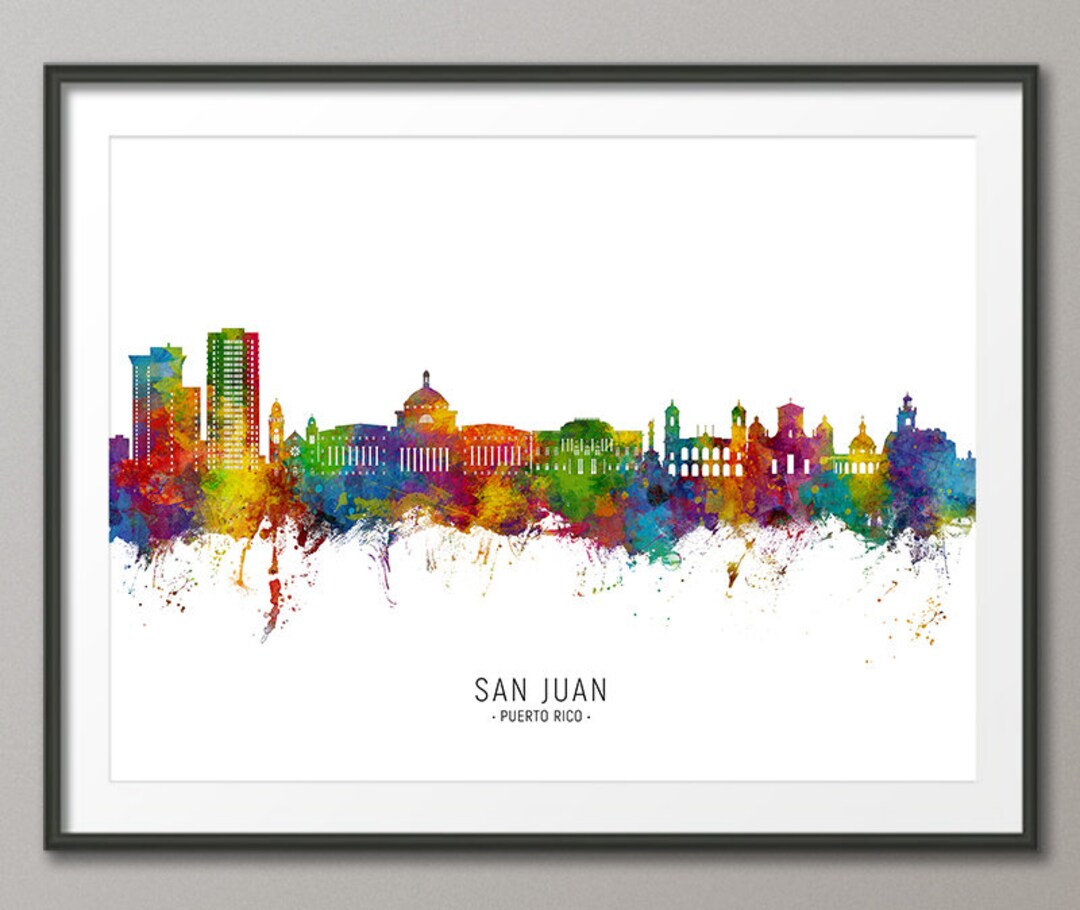San Juan Skyline Puerto Rico, Cityscape Painting Art Print Poster CX ...