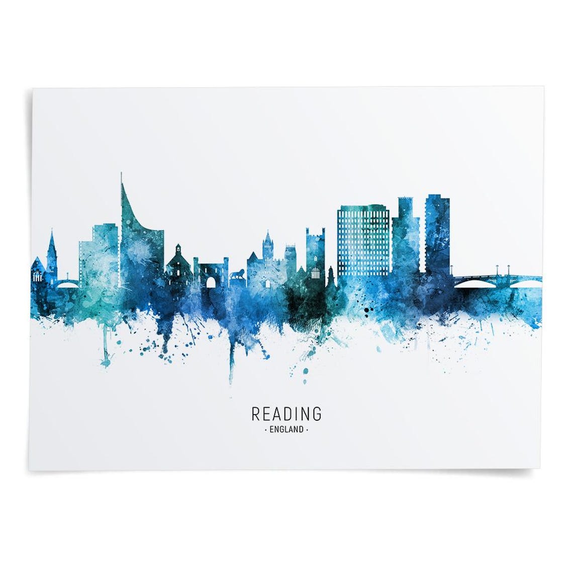 Reading Skyline England, Cityscape Painting Art Print Poster CX (12273 ...