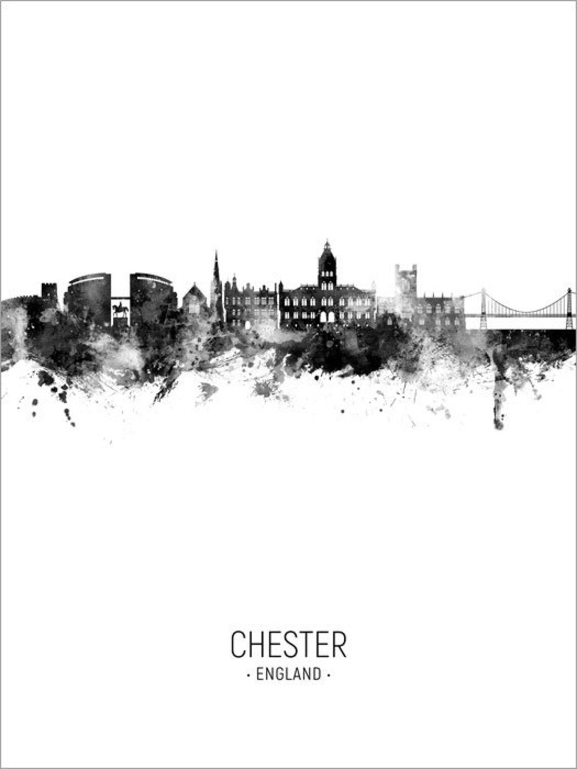 Chester Skyline Chester England Cityscape Art Print Poster | Etsy