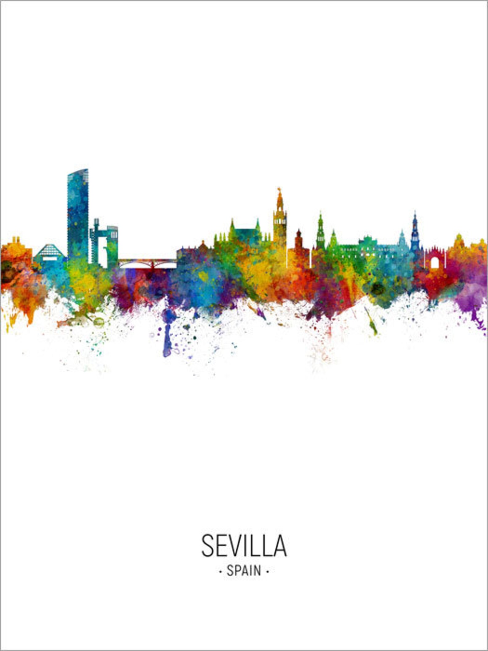 Sevilla Skyline Sevilla Spain Cityscape Art Print Poster | Etsy