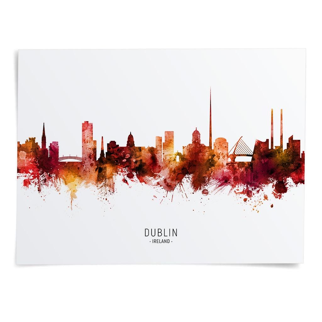 Dublin Skyline, Ireland - Cityscape Painting Art Print Poster CX (6497 ...