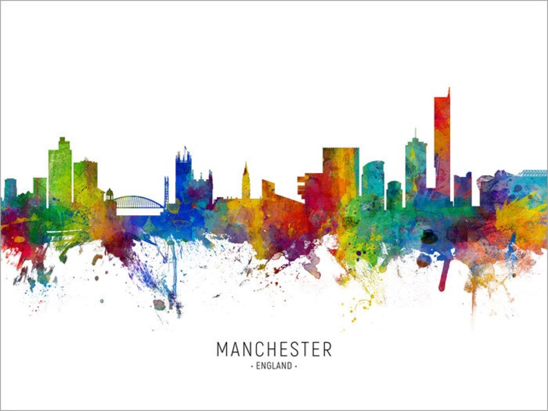 Manchester Skyline England Cityscape Painting Art Print - Etsy UK