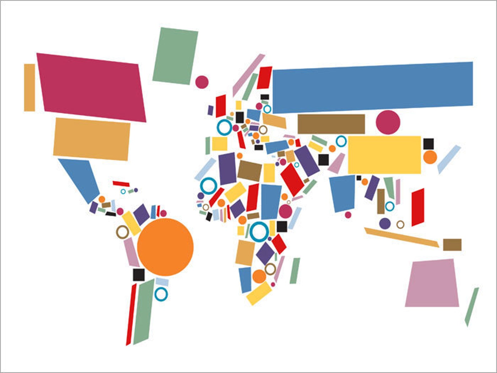 Abstract Map of the World Map Art Print 803 - Etsy