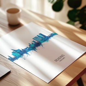Reading Skyline, Reading England Cityscape Art Print Poster Portrait PX ...