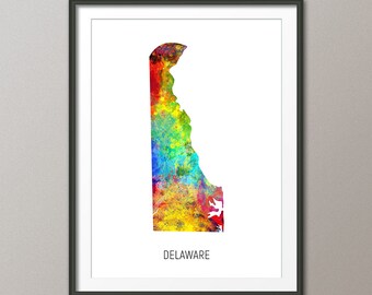 Delaware State Map Art Print 8 X 10 - Etsy