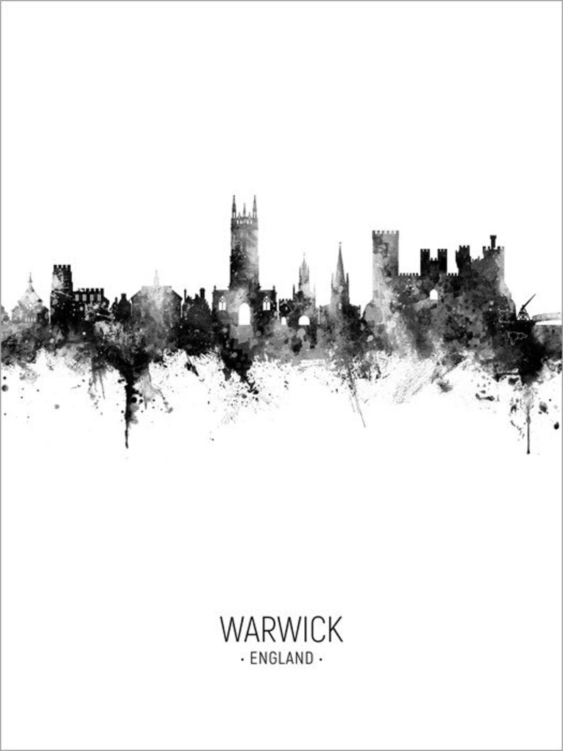 Warwick Skyline Warwick England Cityscape Art Print Poster | Etsy
