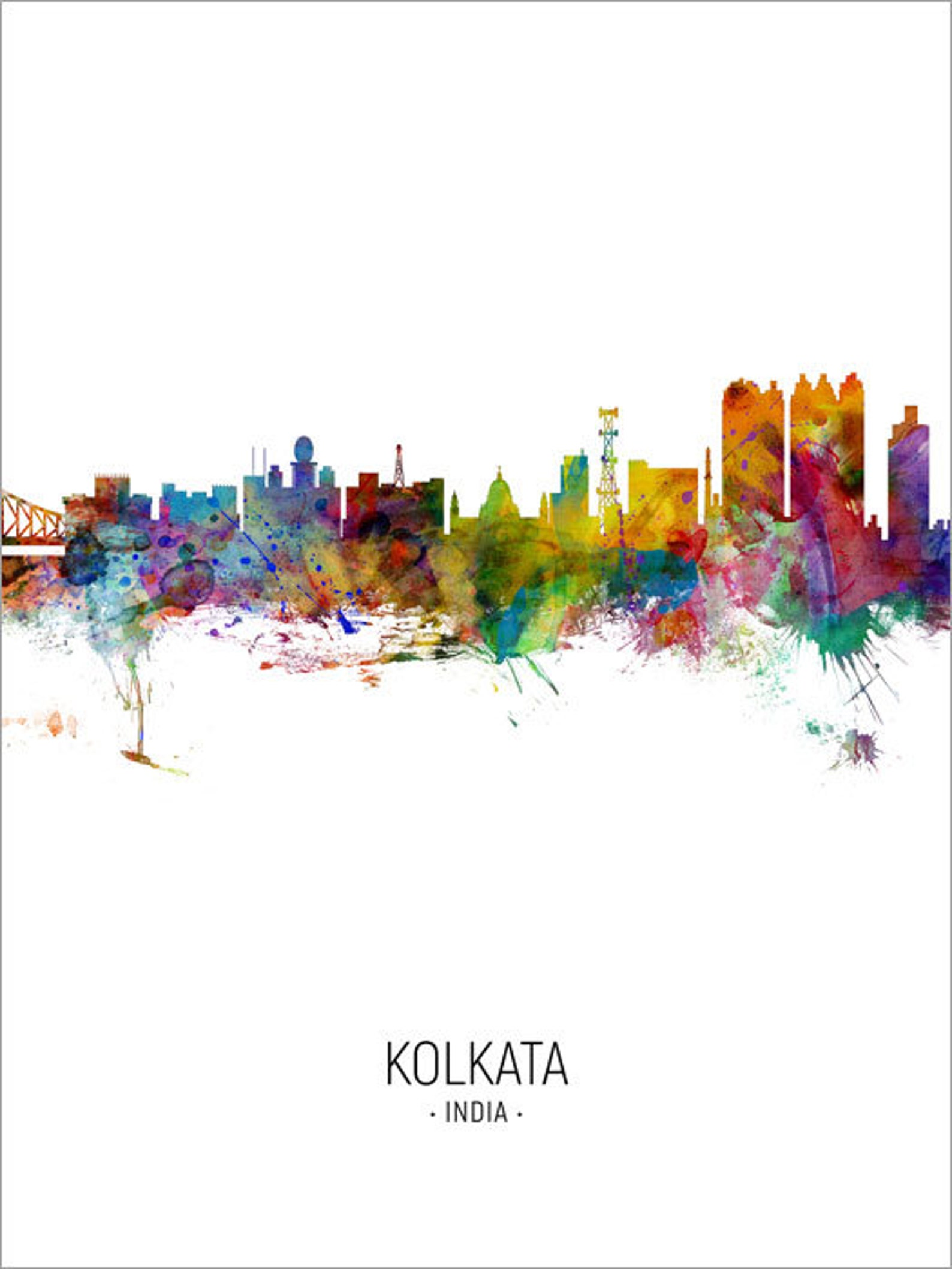Kolkata Skyline Calcutta India Cityscape Art Print Poster | Etsy