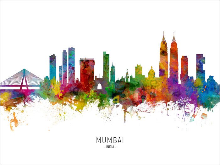 Mumbai Skyline India Cityscape Painting Art Print Poster CX | Etsy