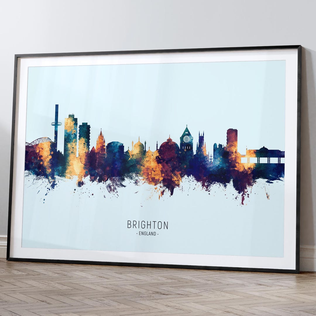 Brighton Skyline England, Cityscape Painting Art Print Poster HX (16001 ...