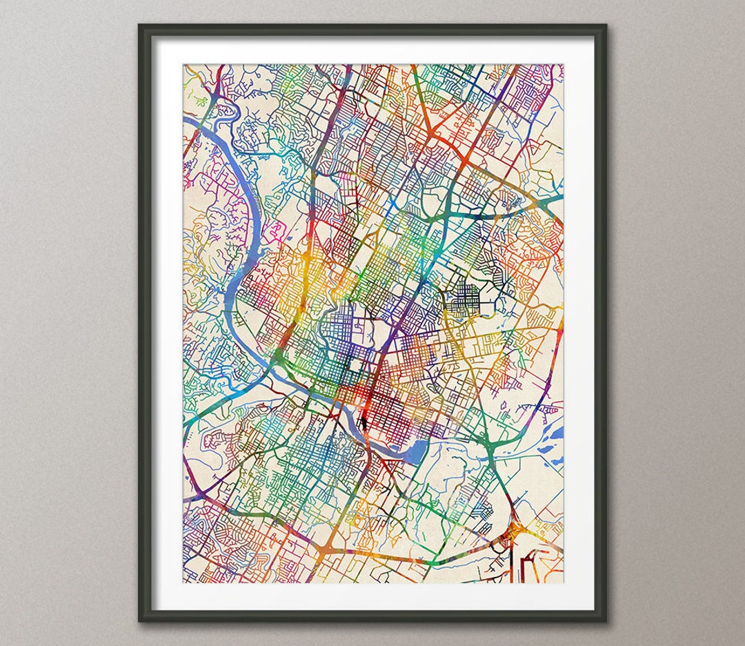 Austin Map, Austin Texas City Map, Art Print (2942) - Etsy