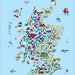 Scotland Animal Map for Children and Kids Scotland Map Art - Etsy