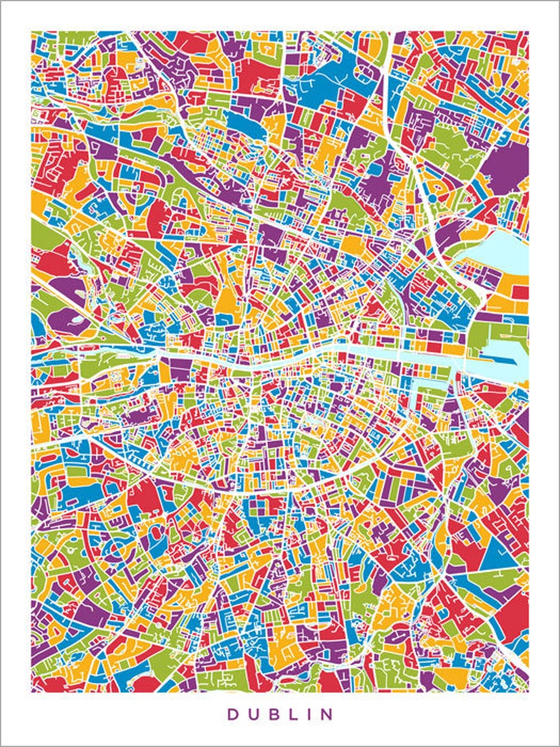 Dublin Map Dublin Ireland City Map Street Map of Dublin - Etsy UK