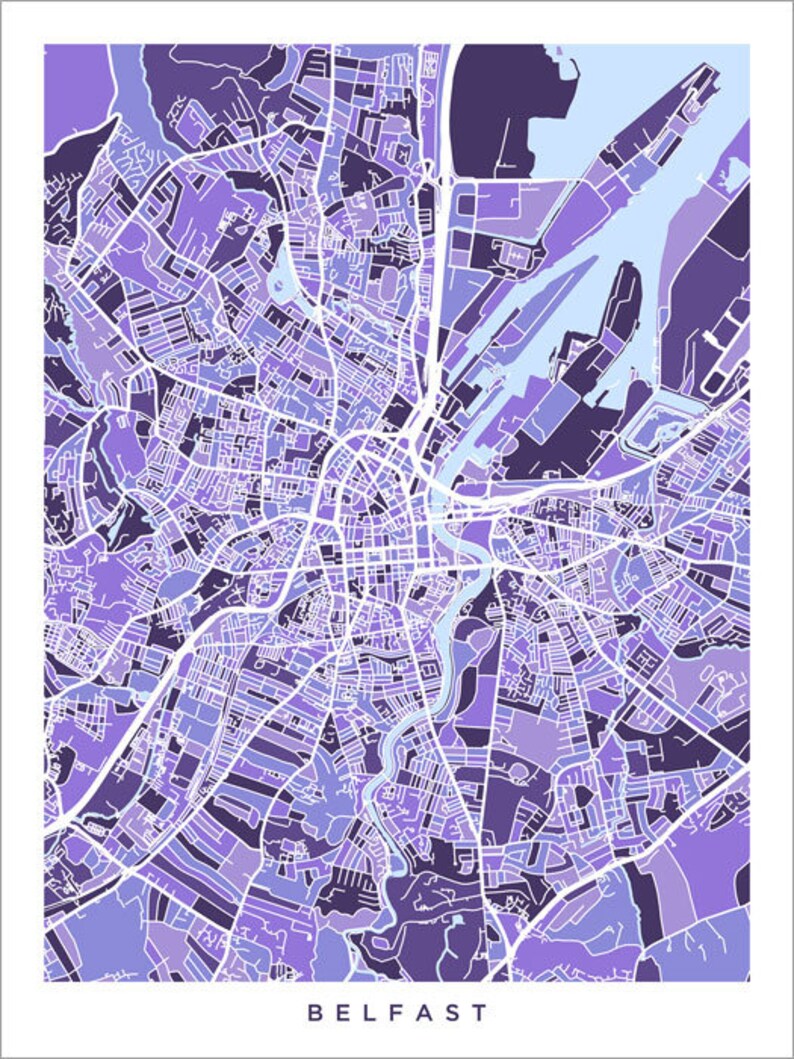 Belfast Map Belfast Northern Ireland City Map Art Print - Etsy