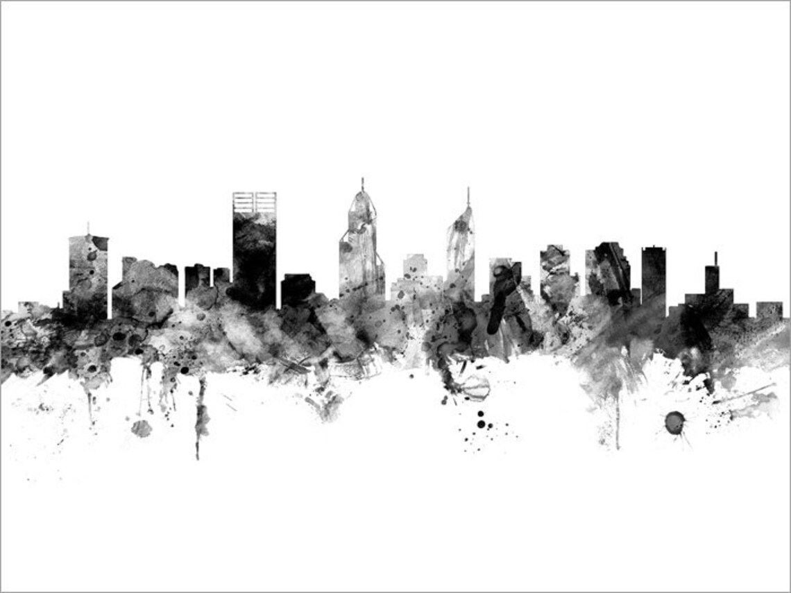 Perth Skyline Perth Australia Cityscape Art Print Poster | Etsy
