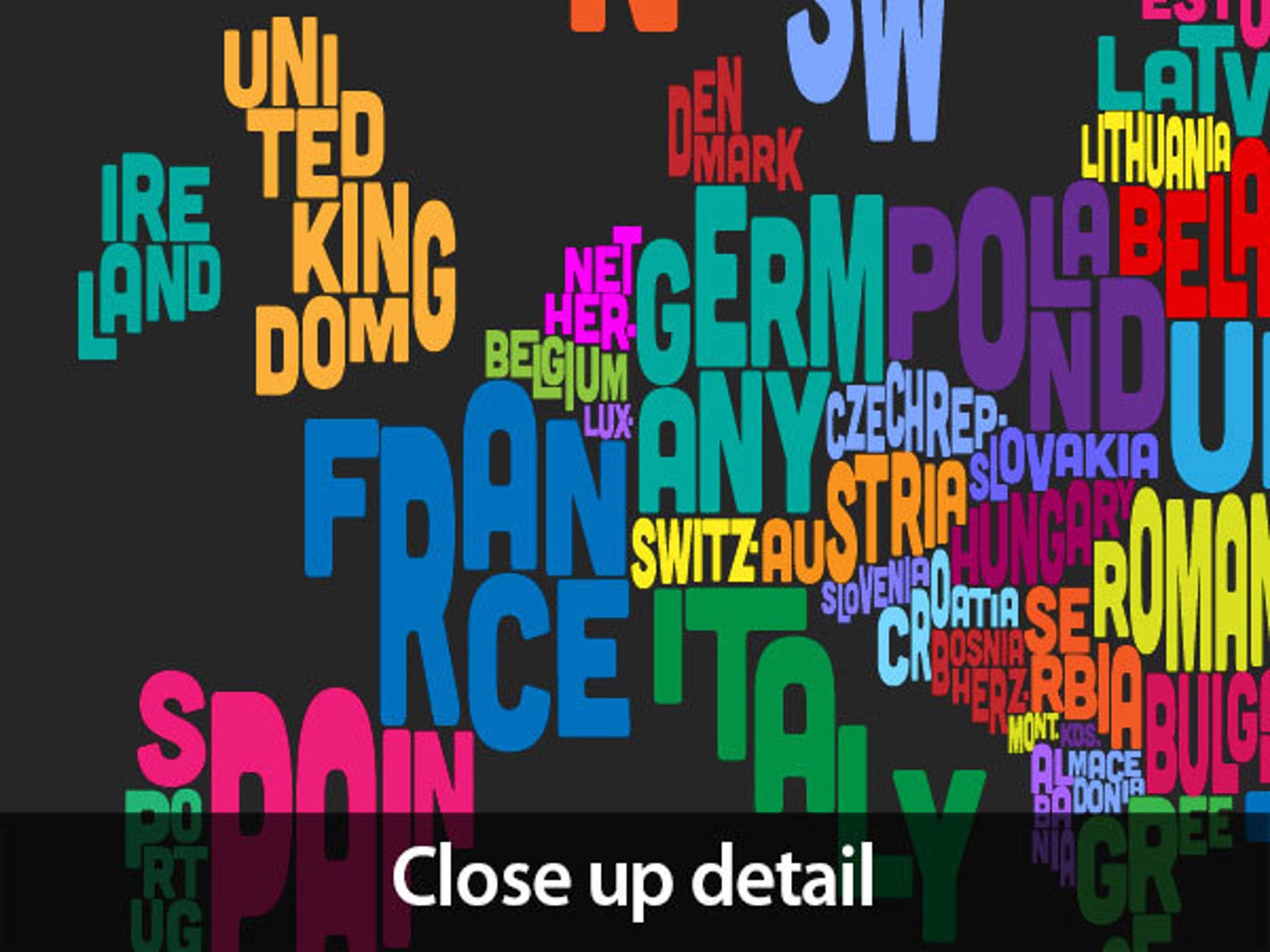 Typographic Text Map of the World Map Art Print 606 - Etsy UK