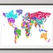 Typographic Text Map of the World Map Art Print 891 - Etsy