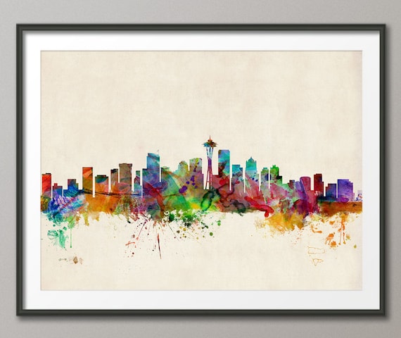 Seattle Skyline Seattle Washington Cityscape Art Print 531 | Etsy