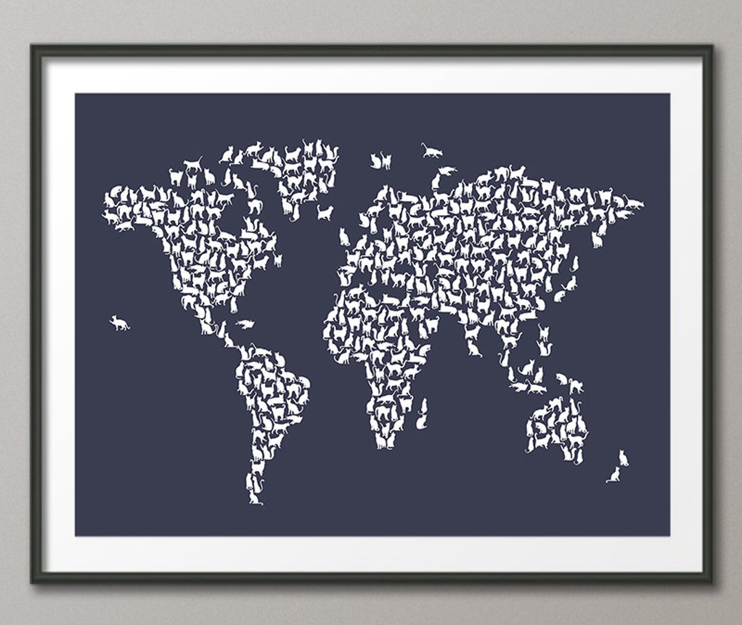 Cats Map of the World Map Art Print 2539 - Etsy