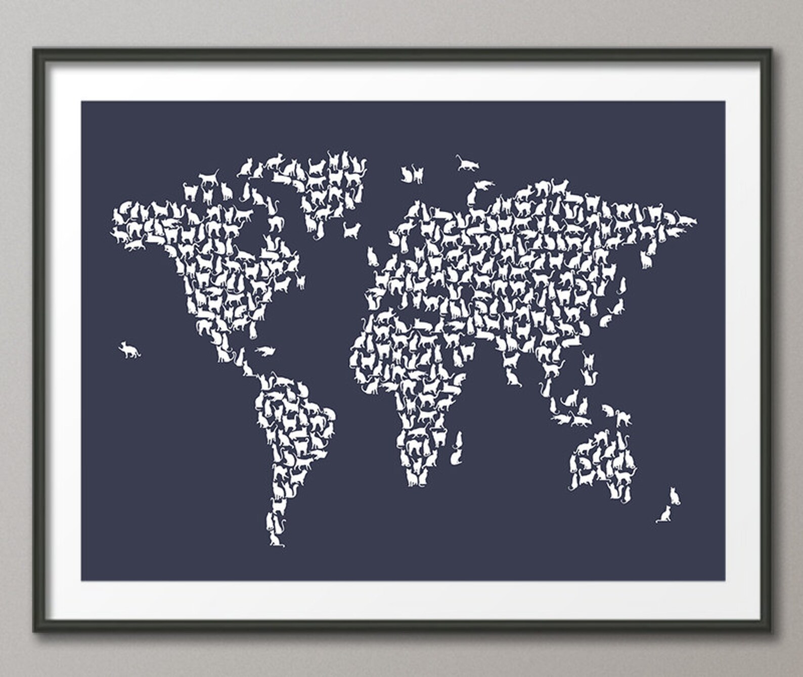 Cats Map of the World Map Art Print 2539 - Etsy