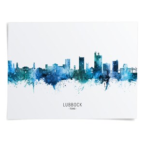 Lubbock Skyline Texas, Cityscape Painting Art Print Poster CX (16179 ...