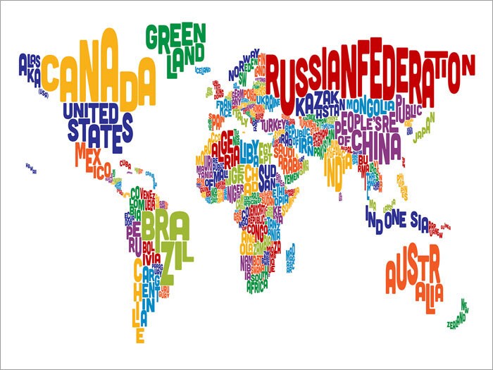 Typography Text Map of the World Map Art Print 1373 - Etsy