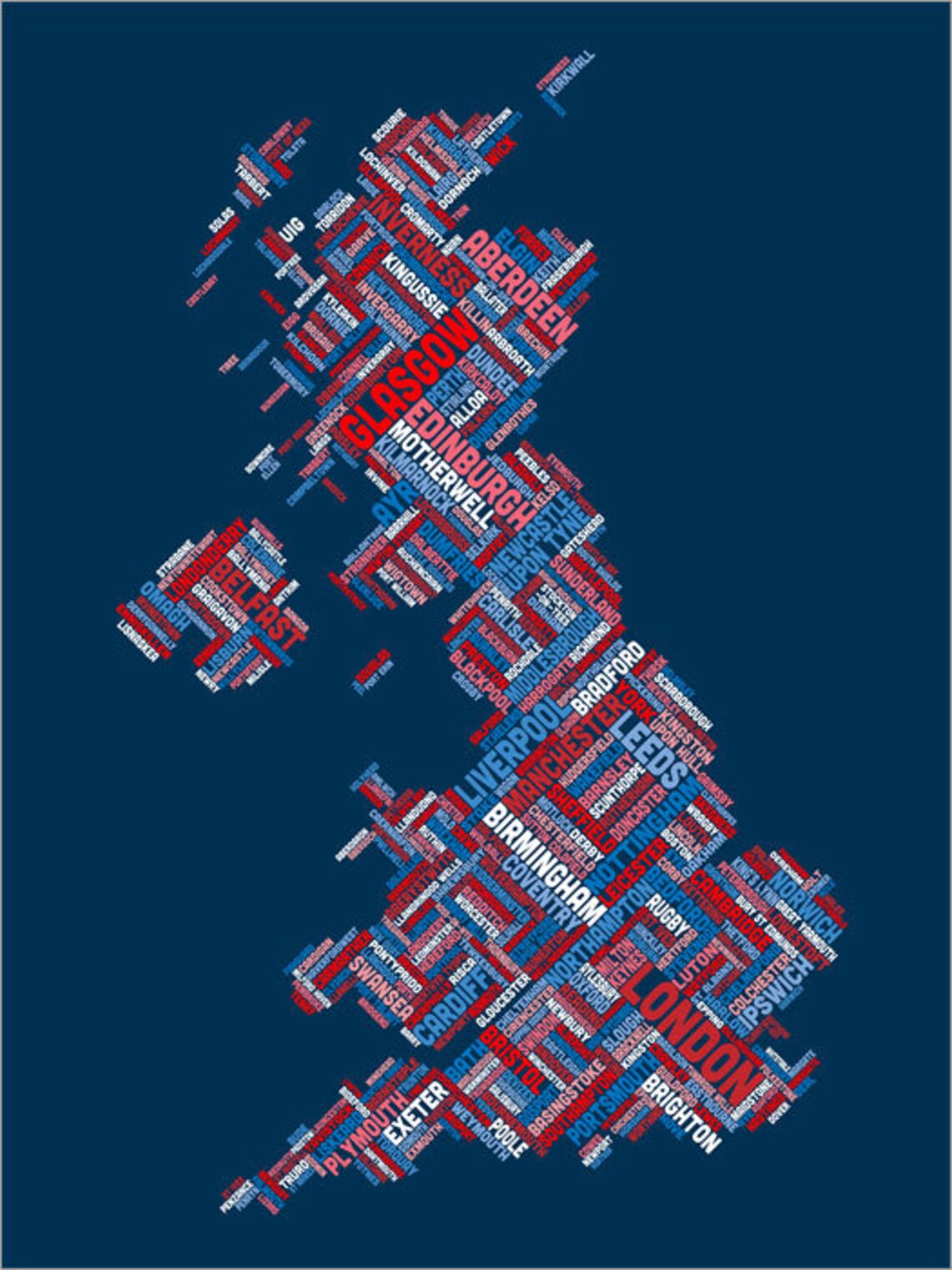 Great Britain UK City Text Map Art Print 305 - Etsy UK