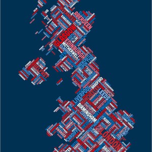 Great Britain UK City Text Map, Art Print (305) - Etsy