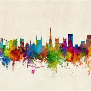 Bristol Skyline, Bristol England Cityscape Art Print (2633) - Etsy